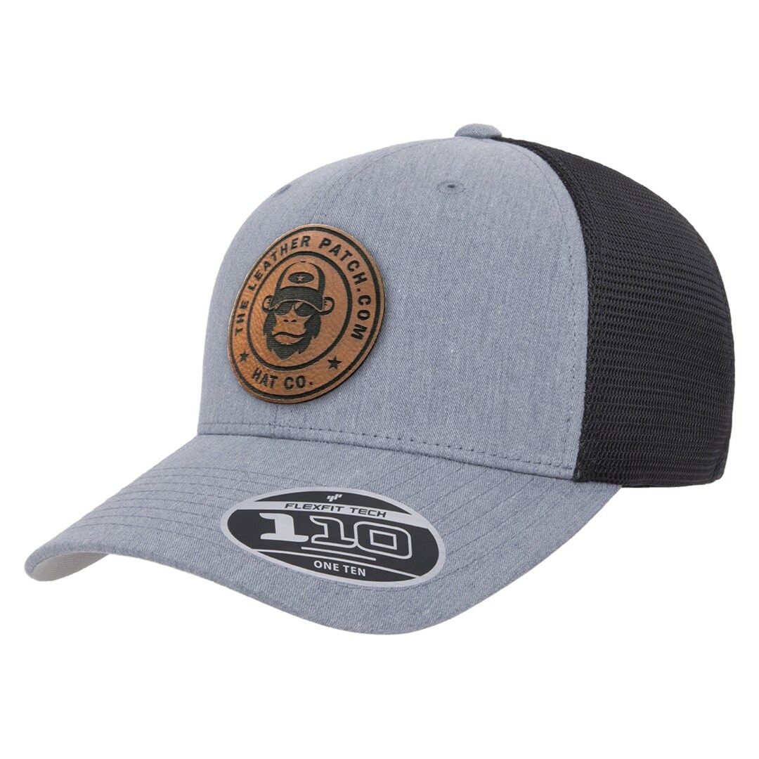 Custom Flexfit 110 Trucker Leather Patch Hat, Company Brand ...