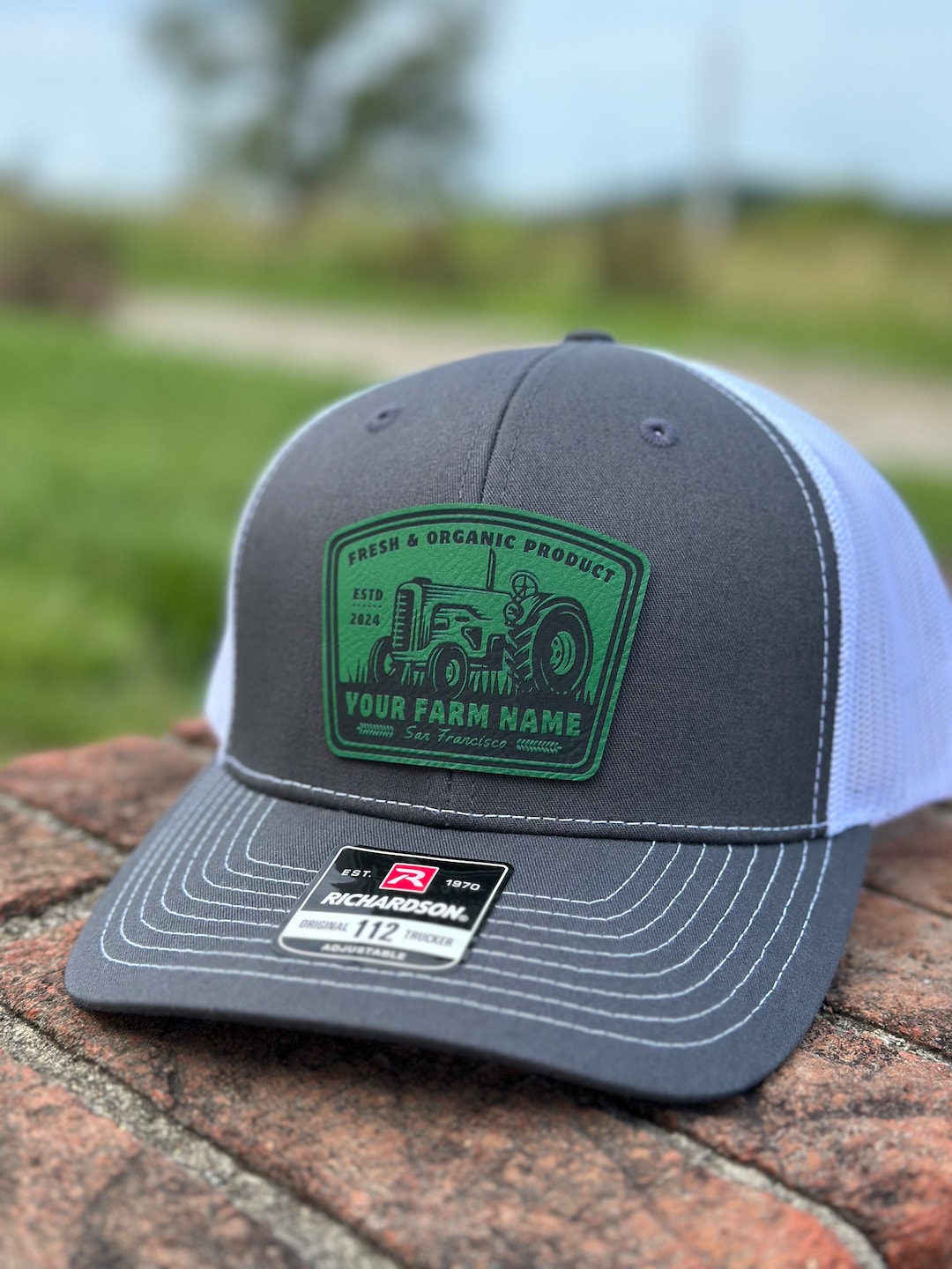 Farm Logo Leather Patch Hat, Ranch Logo, Homestead Custom Hat, Farm ...