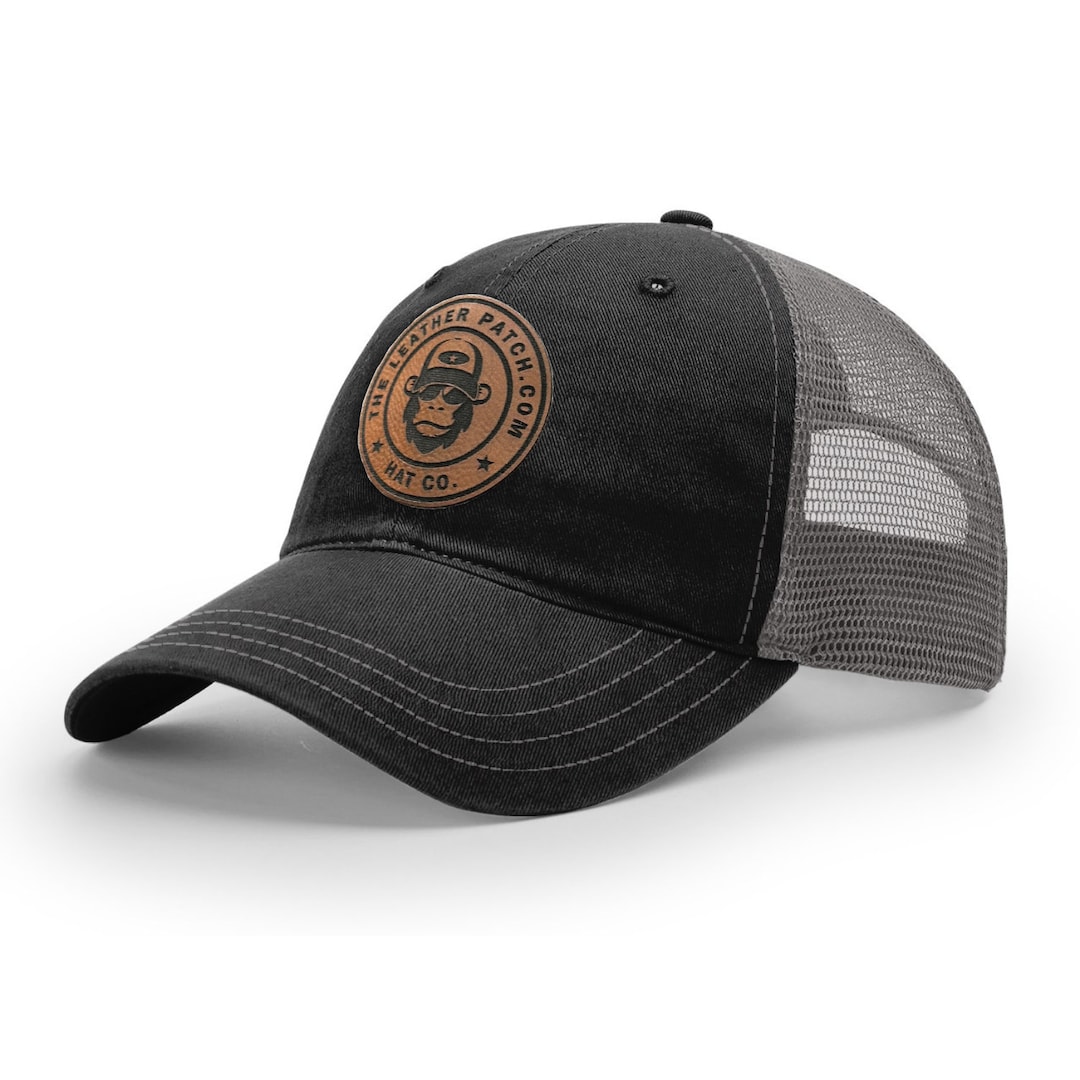 Custom Leather Patch Trucker Hats, Logo Hat, Laser Engraved Leather ...