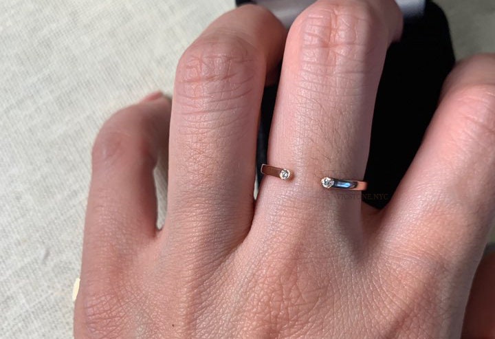 Diamond Open Cuff Ring 14k 18k Platinum Diamond Stacking - Etsy