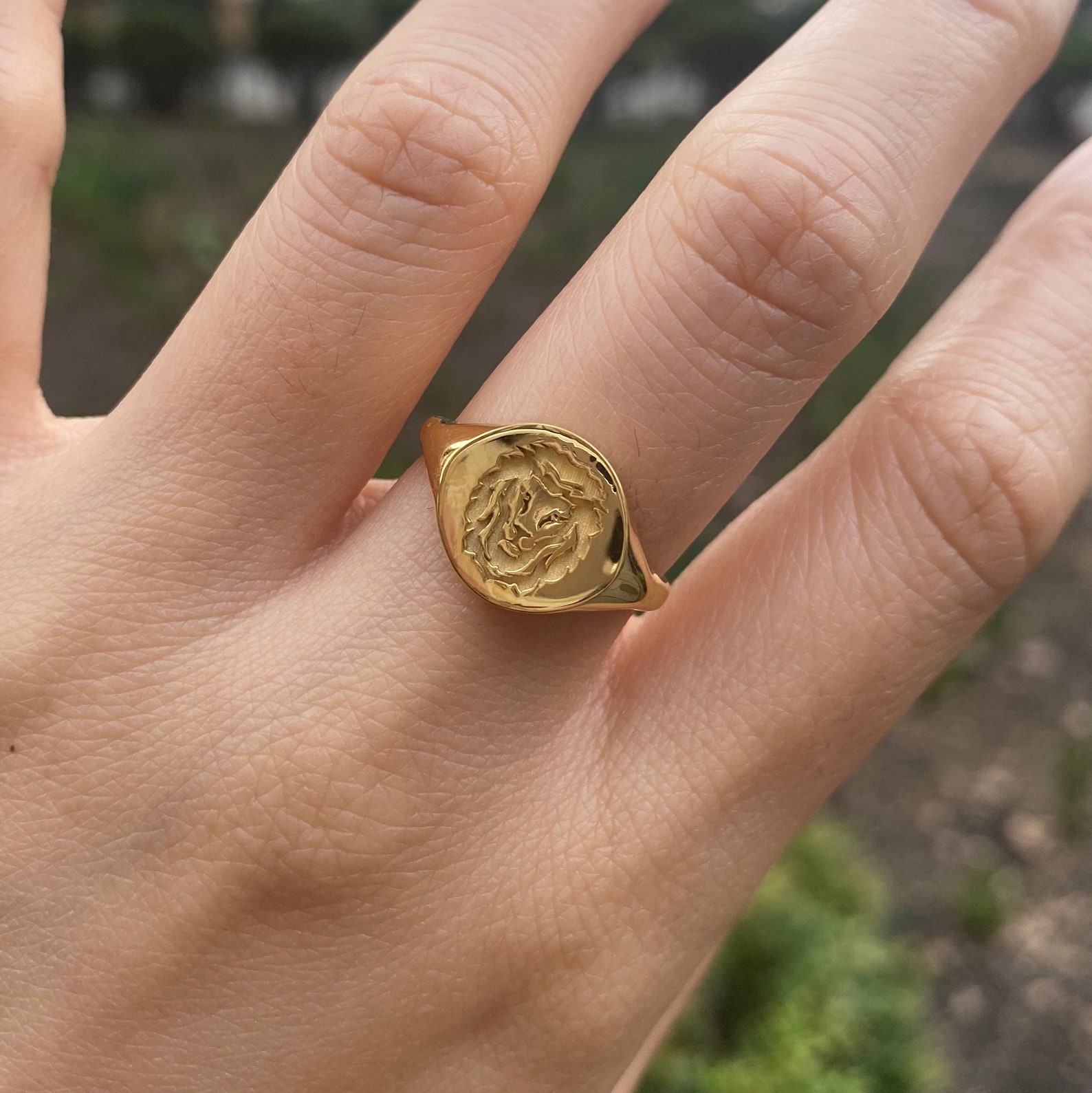 Lion Signet Ring / 14k Signet Ring/ 18k Signet Ring Women - Etsy
