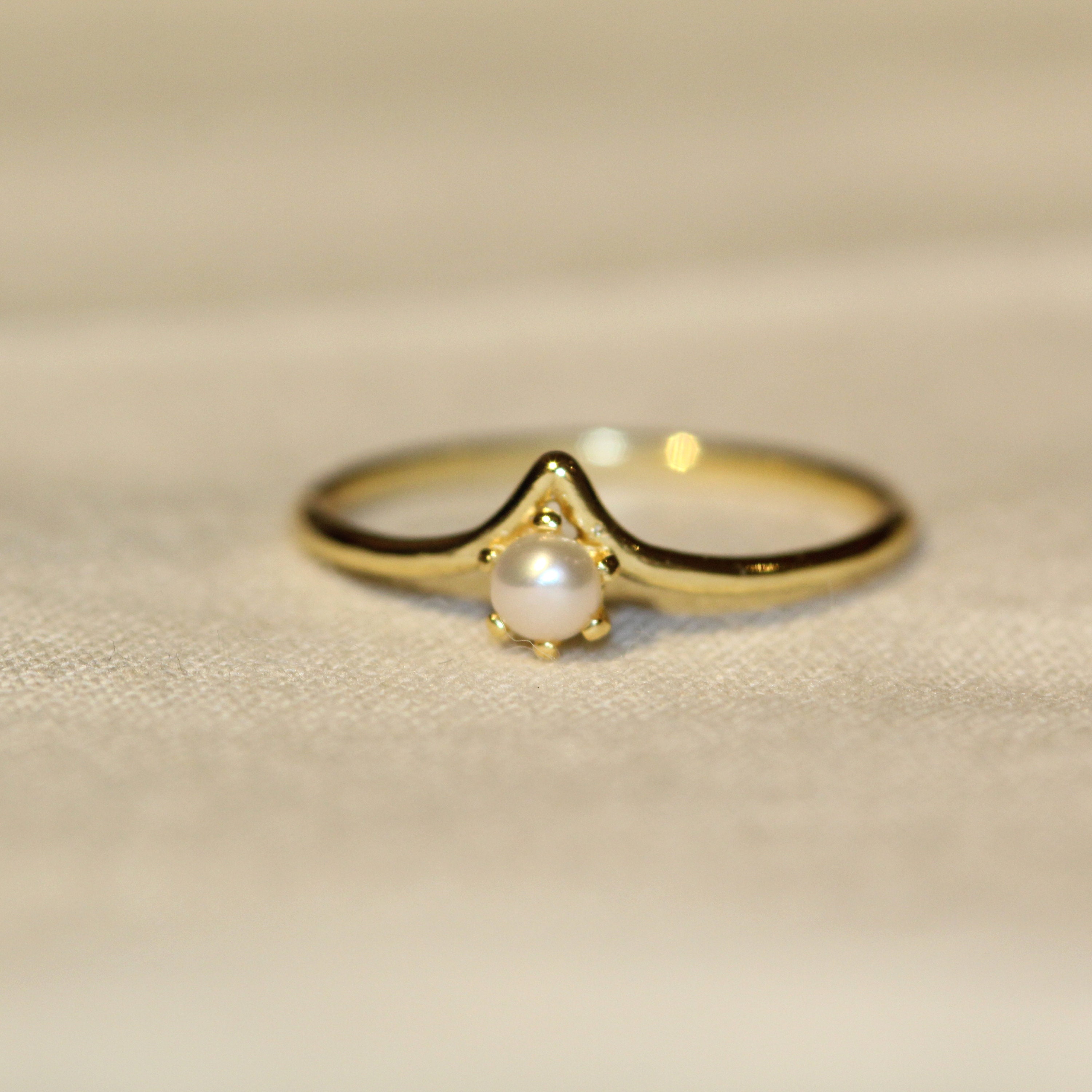 Unique Pearl Ring / 14k Gold Pearl Rings / Designer Jewelry - Etsy