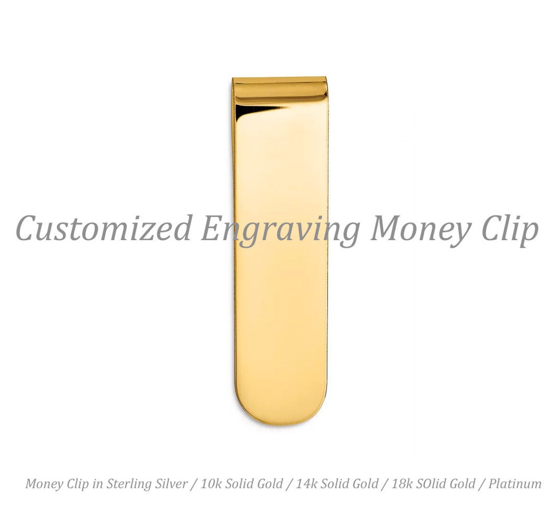 Handmade 14k Yellow Gold Money Clip, Custom Handwriting Engraving - Etsy
