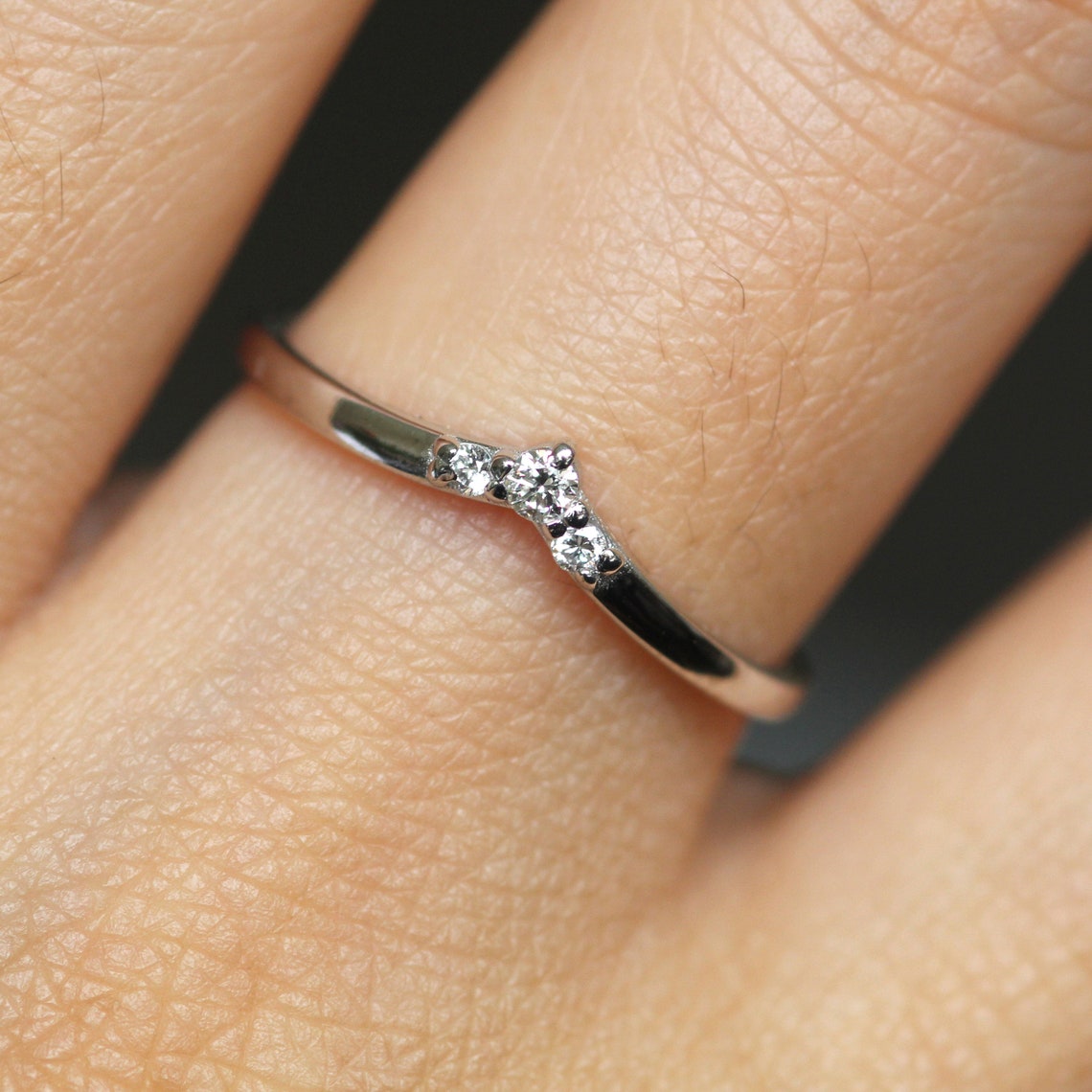 Natural Diamond Curve Ring / Simple Curve Ring Gold / Curve - Etsy