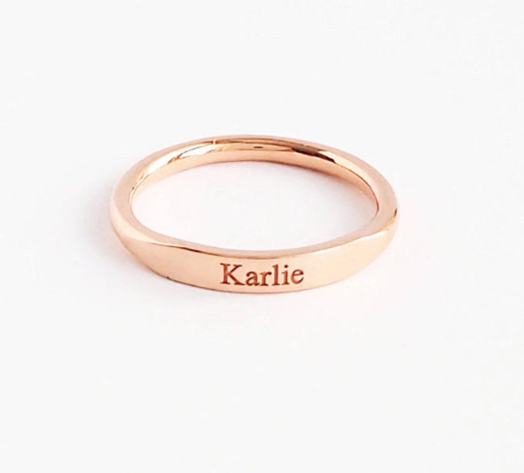 Personalized Stacking Ring 14k Solid Yellow Gold • Custom Ring • Gold ...