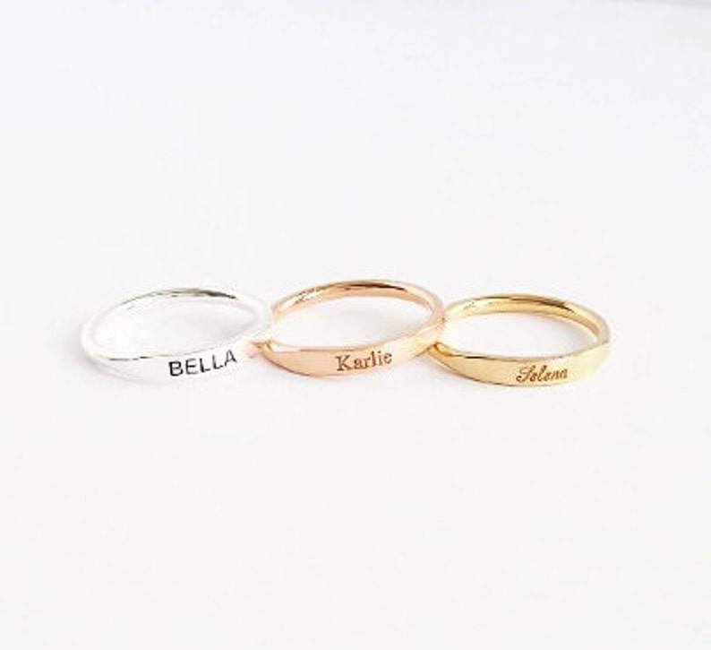 Personalized Stacking Ring 14k Solid Yellow Gold Custom Ring - Etsy