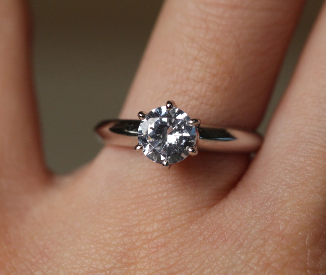 Platinum Engagement Ring / 1 Carat Diamond Engagement Ring, Platinum ...