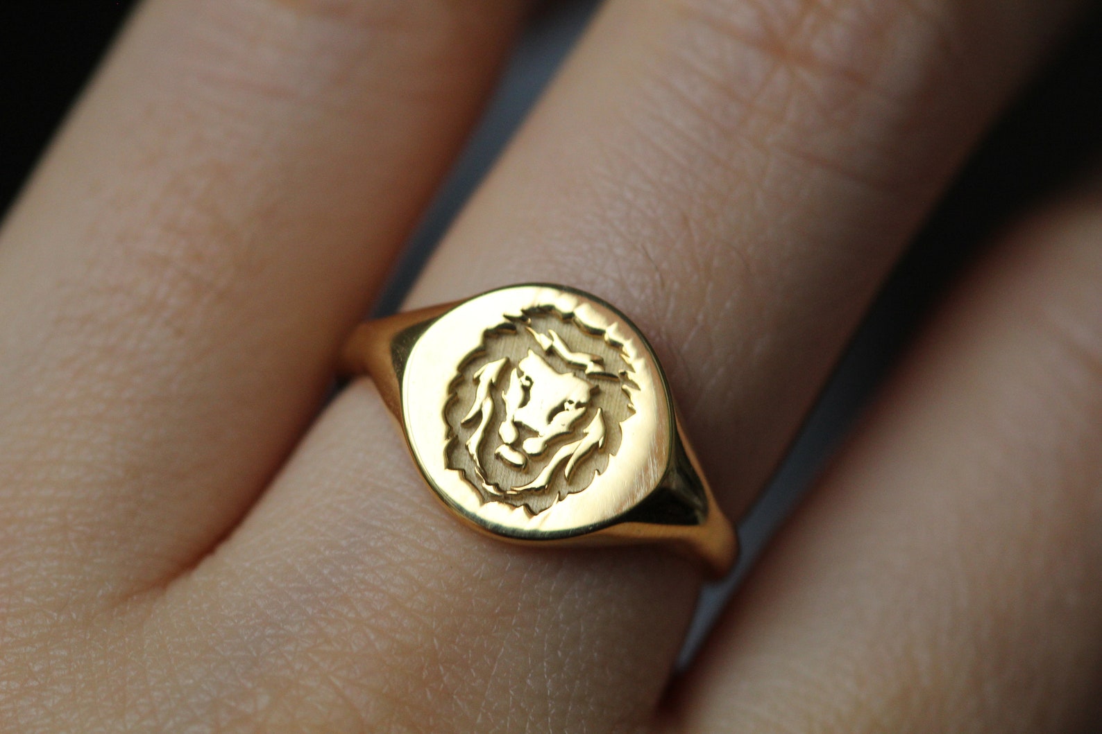 Lion Signet Ring / 14k Signet Ring/ 18k Signet Ring Women - Etsy