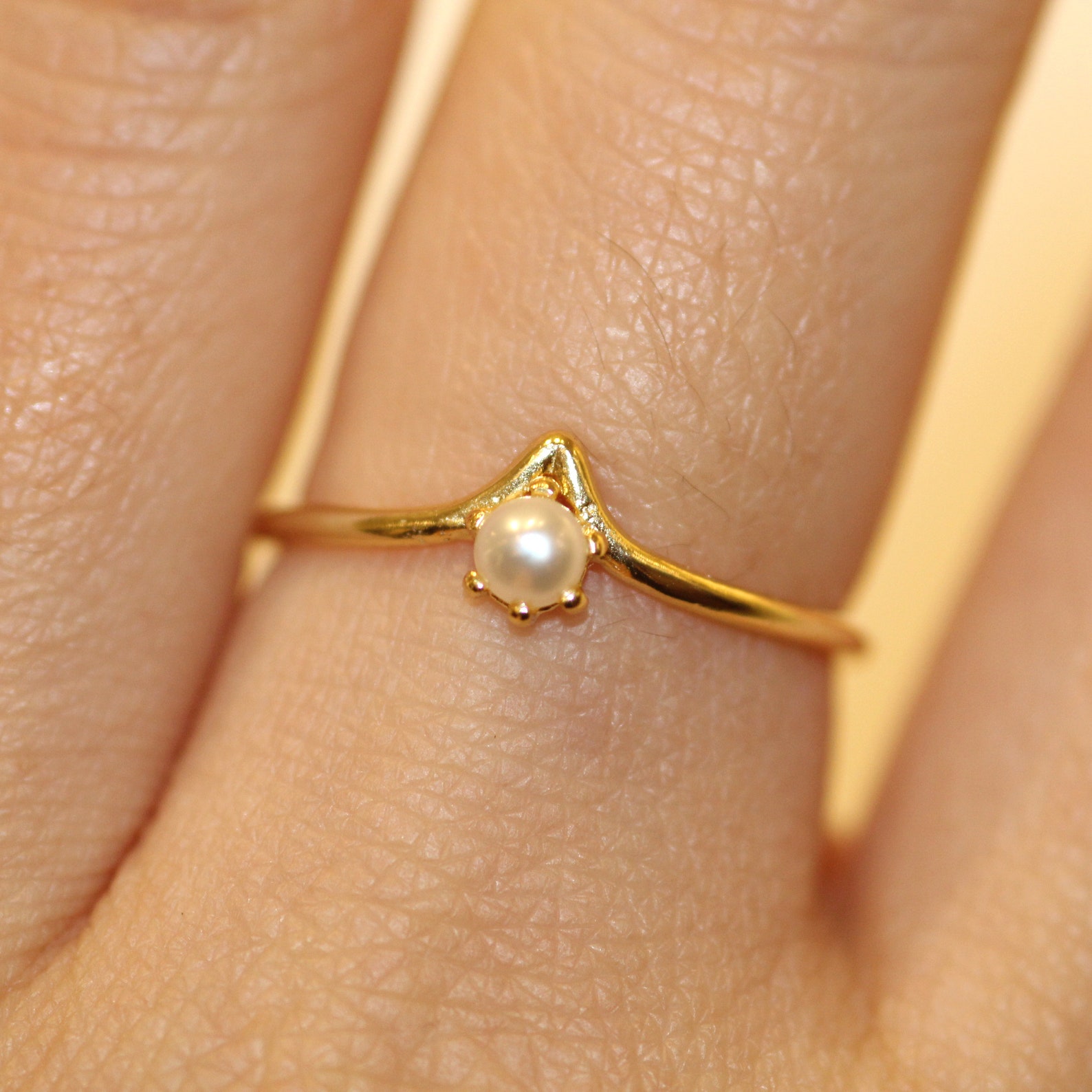 Unique Pearl Ring / 14k Gold Pearl Rings / Designer Jewelry - Etsy