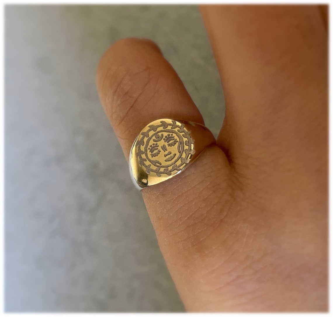 Sun and Moon Engraving Ring 10k 14k 18k Solid Gold Any - Etsy