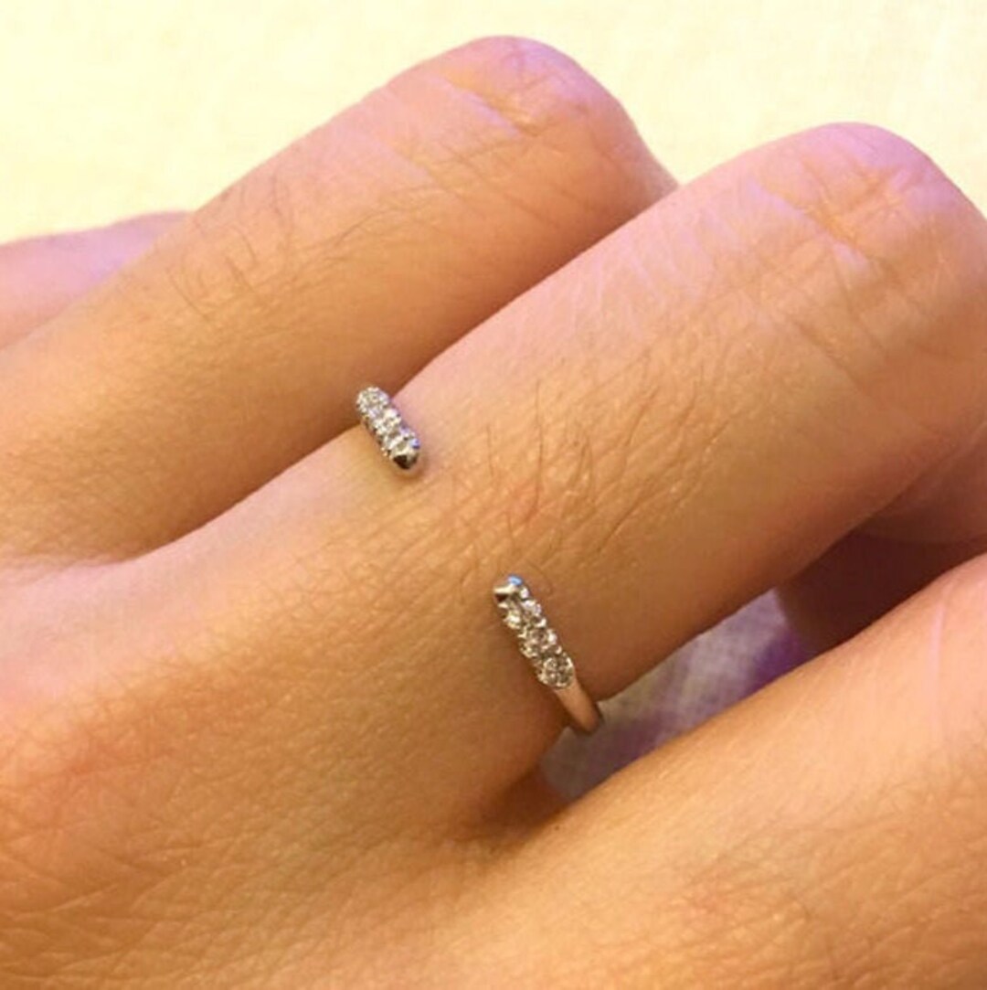 Diamond Open Cuff Ring - 14k, 18k, Platinum, Diamond Stacking Ring ...