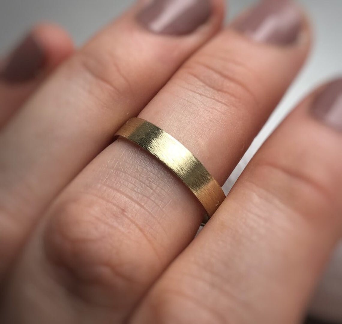14k Gold Brushed Texture Ring / 18k Wedding Band / Platinum Wedding ...