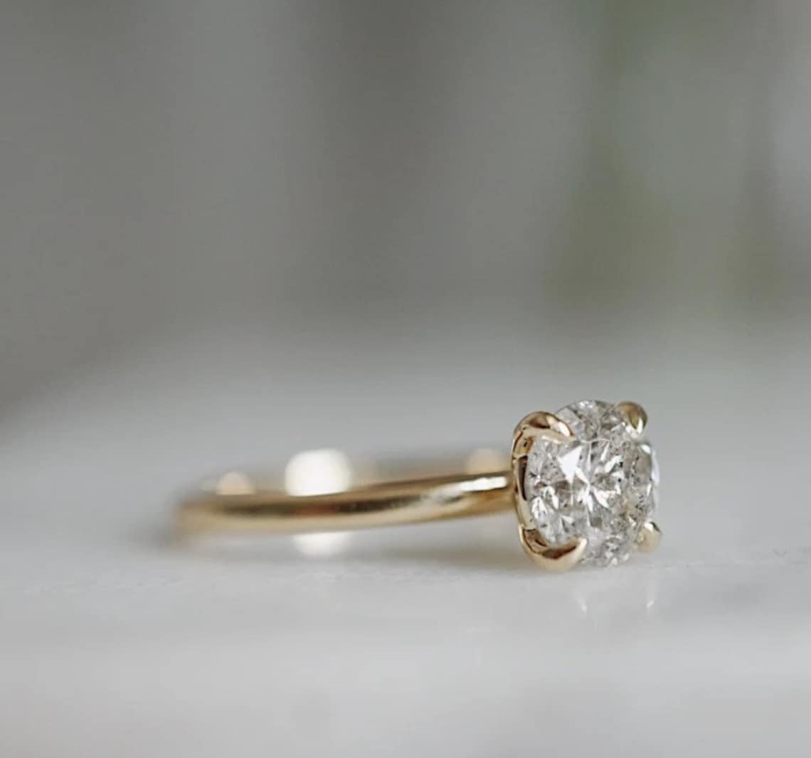 Special Ring Classic Salt and Pepper Diamond Engagement Ring - Etsy
