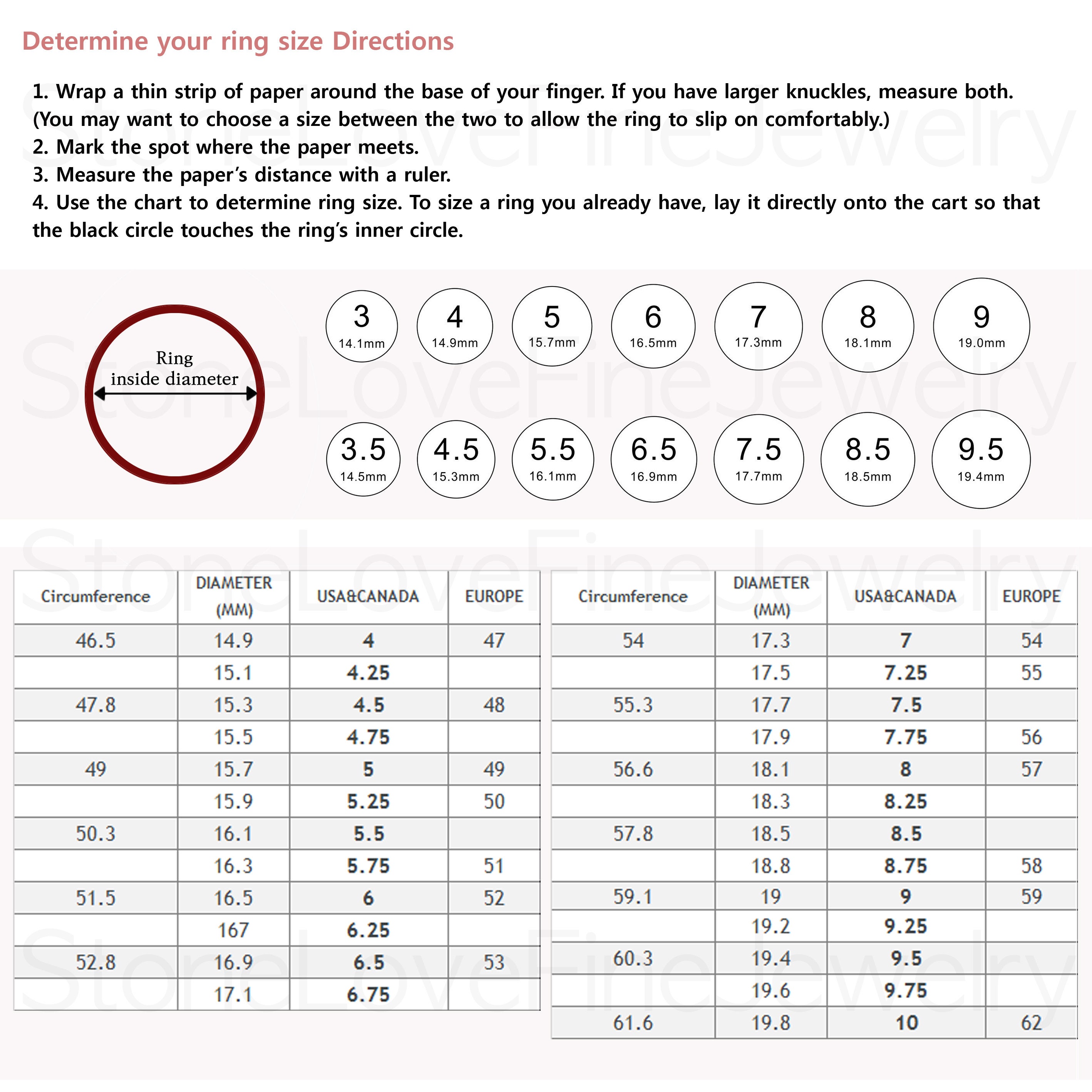 Ring Size Chart Printable