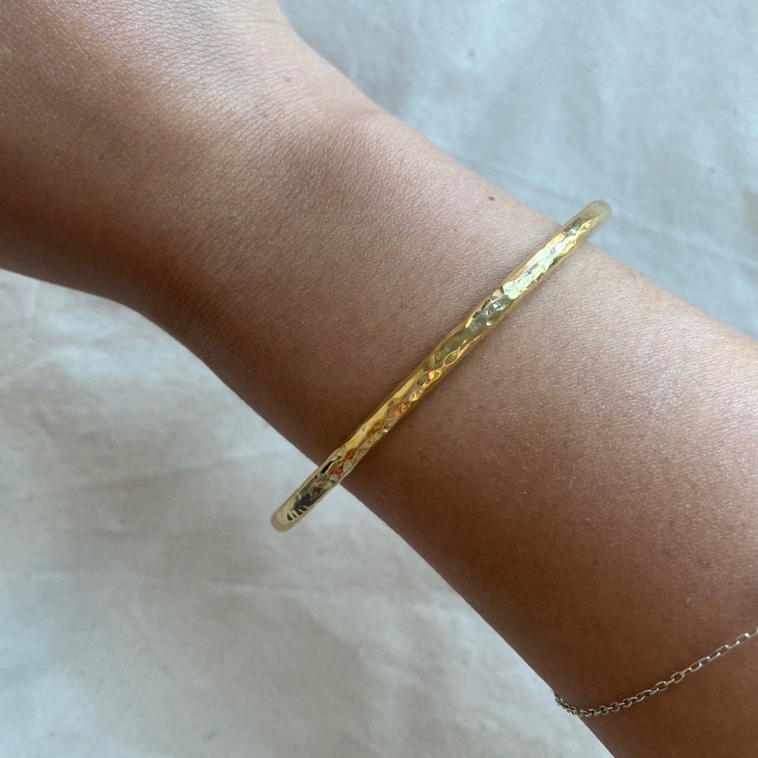Hammered Texture Bangle Bracelets / 14k Gold Bangle Bracelet / Bangle ...