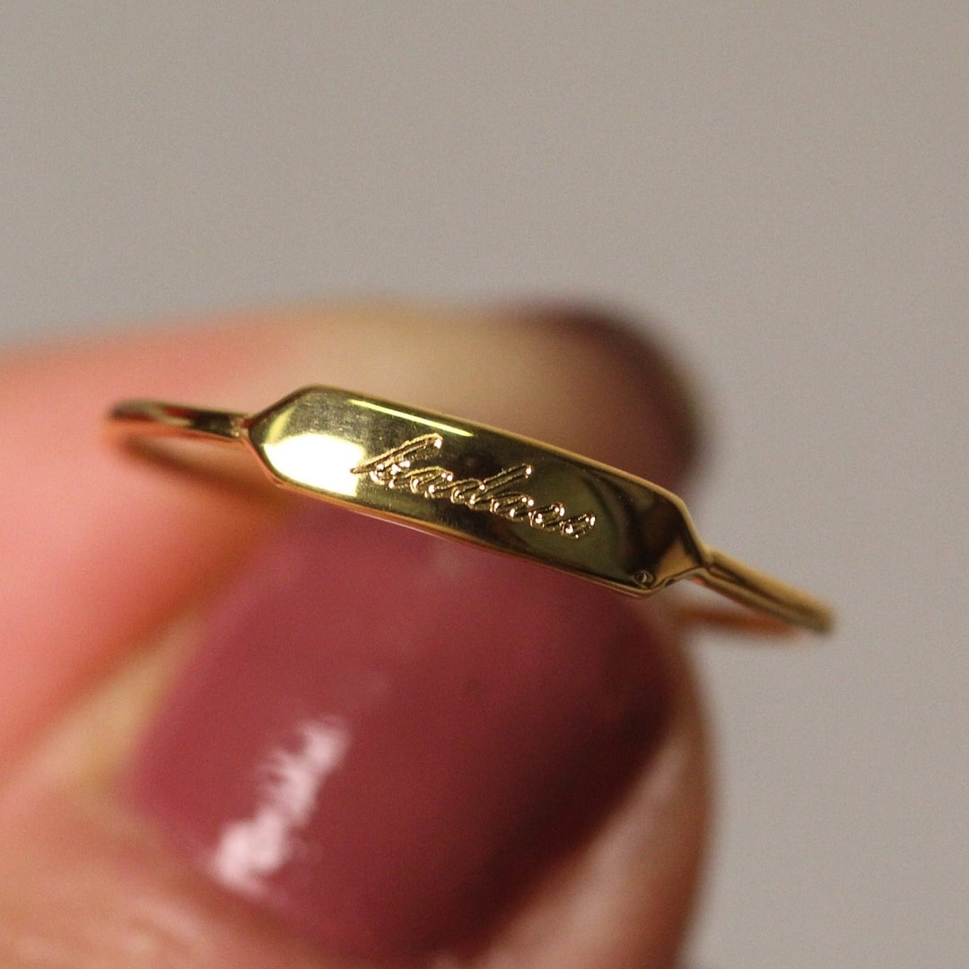 14k Customized Gold Ring, 24k Gold Ring, Any Font Style Available, 18k ...