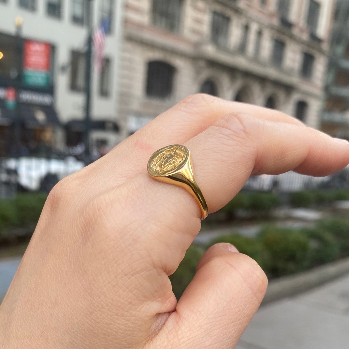 Lion Signet Ring / 14k Signet Ring/ 18k Signet Ring Women - Etsy