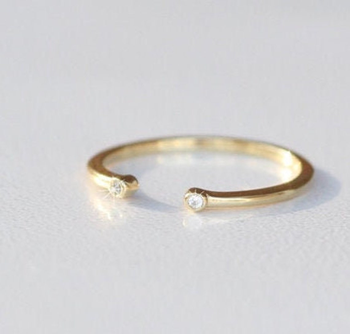 Diamond Open Cuff Ring Cuff Ring Gold 14k Gold Ring - Etsy