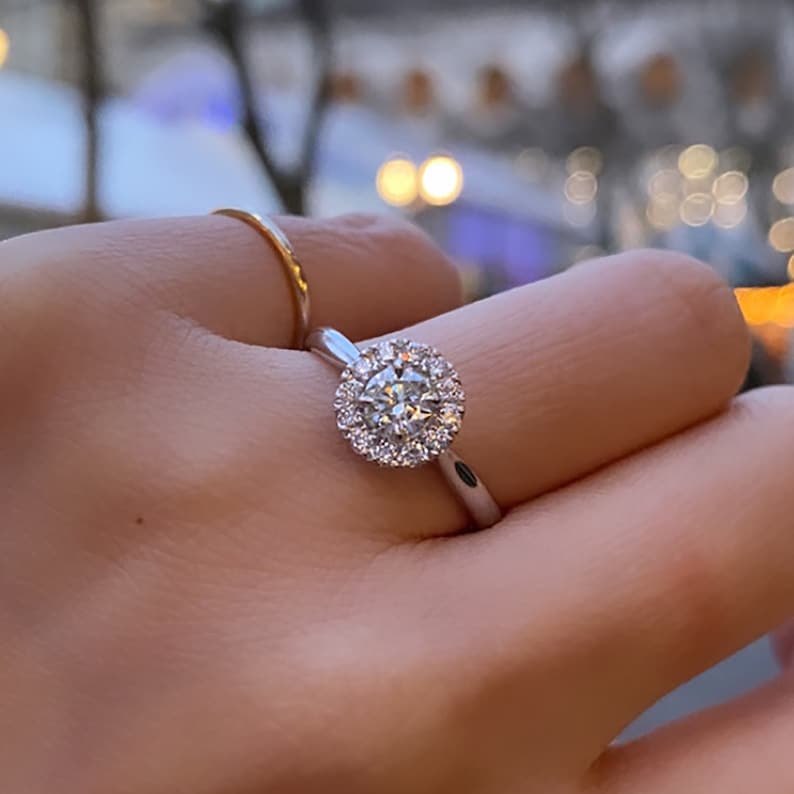 Real Diamond Engagement Ring Platinum Engagement Ring - Etsy