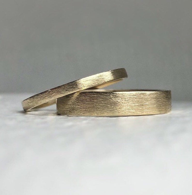 14k Gold Brushed Texture Ring / 18k Wedding Band / Platinum Wedding ...