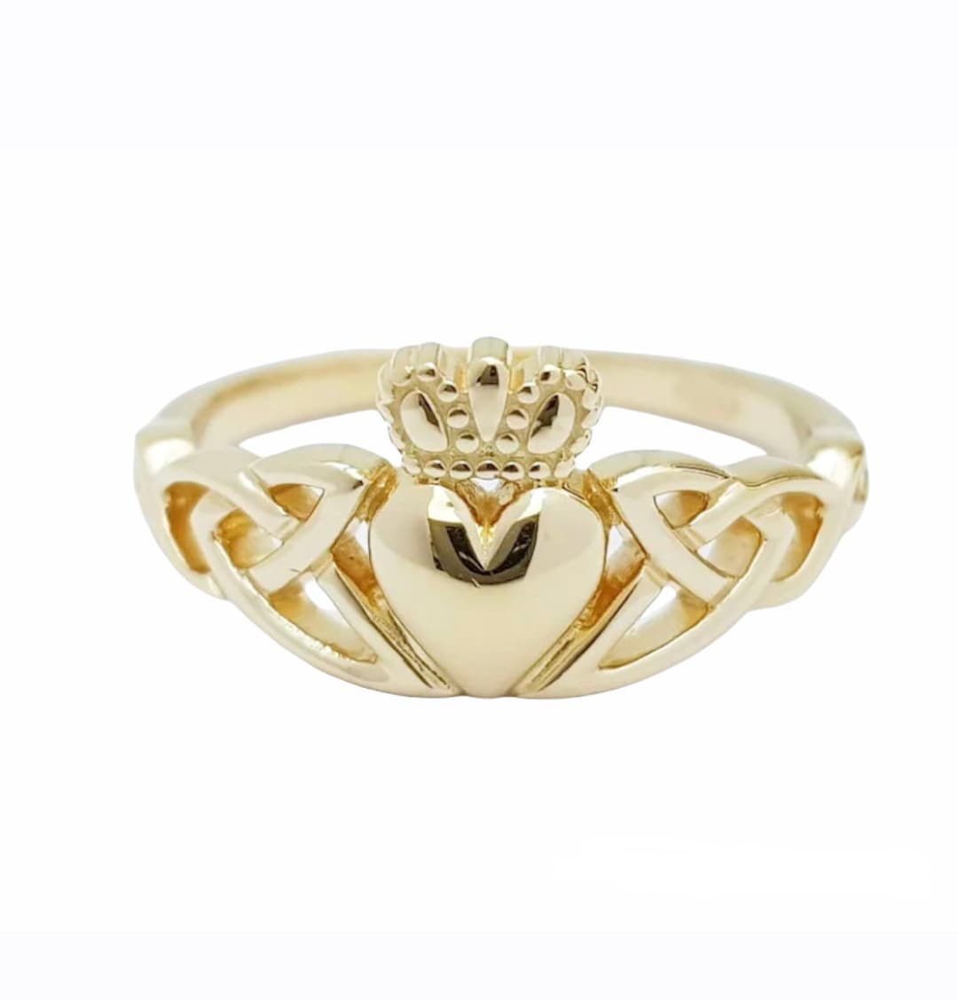 14K Claddagh Ring, 14k Gold Claddagh Ring, Simple Gold Ring, Gold ...