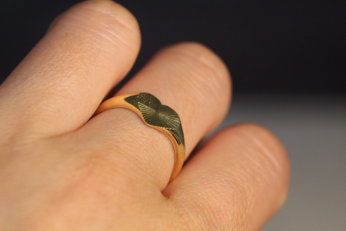 Signet Ring / Love Signet Ring 14k Solid Gold Gifts for - Etsy