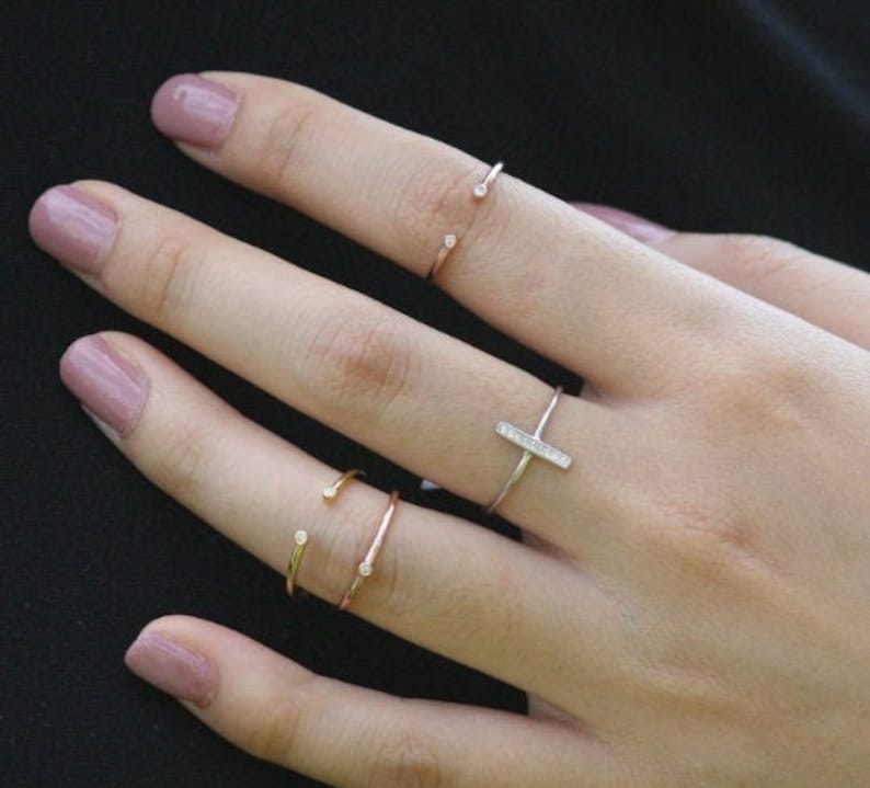 Diamond Open Cuff Ring Cuff Ring Gold 14k Gold Ring - Etsy