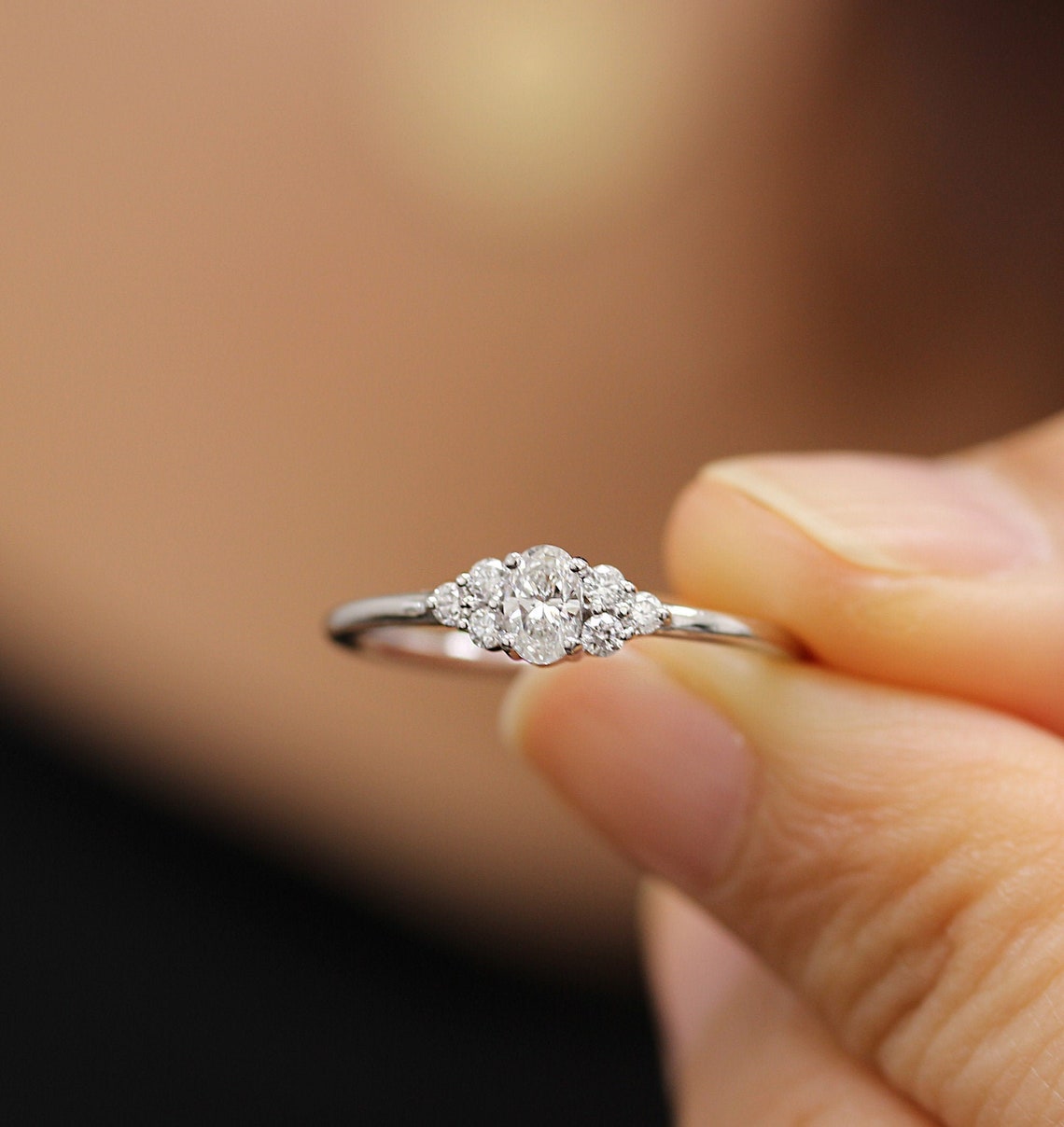 Real Diamond Engagement Ring Platinum Engagement Ring | Etsy