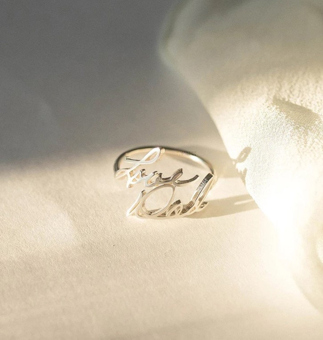 Handwriting Ring / 14k Gold Handwriting Ring / Name Ring / 14k Solid ...