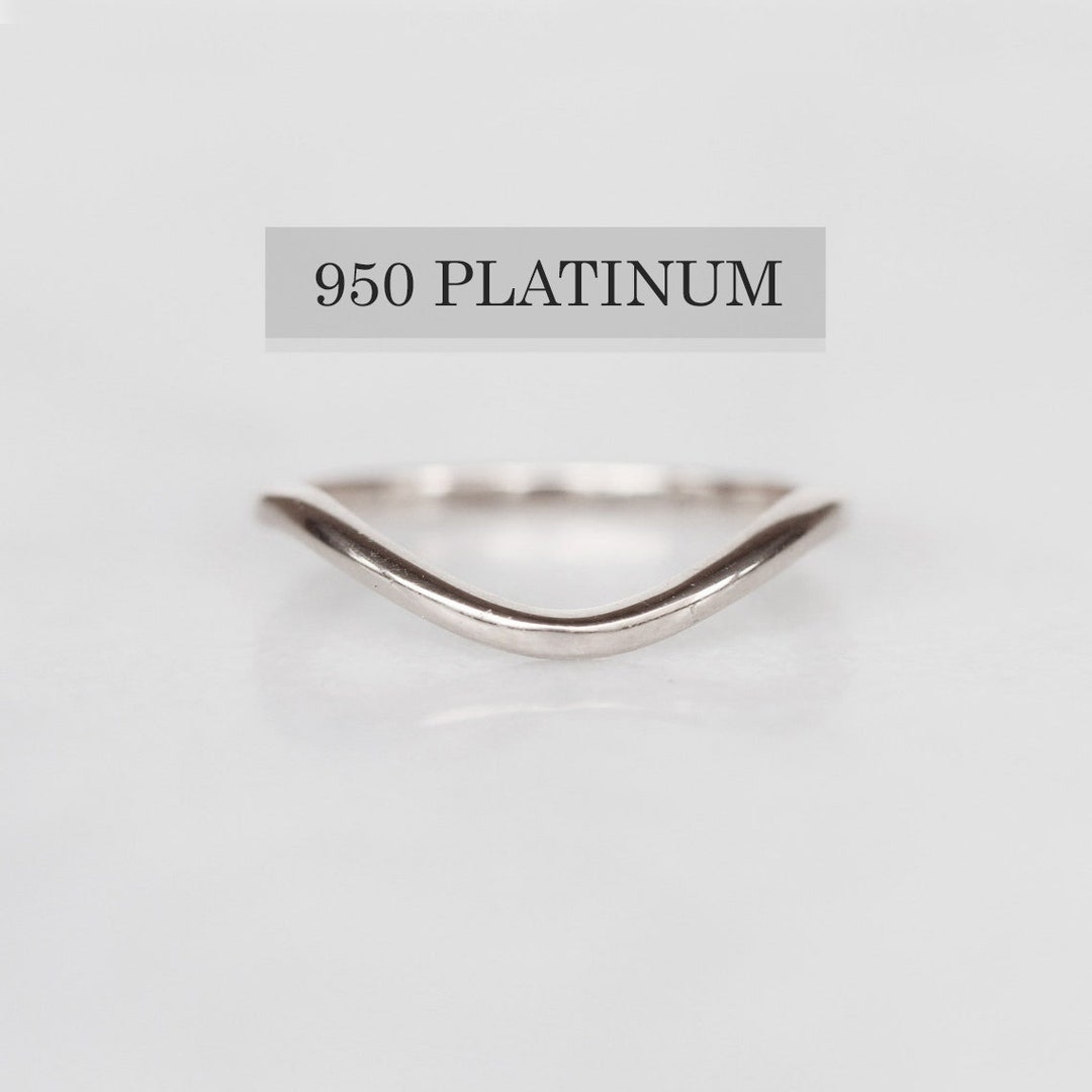 Platinum Wedding Band, Curve Gold Ring, Gold Curve Ring, Wedding Band ...