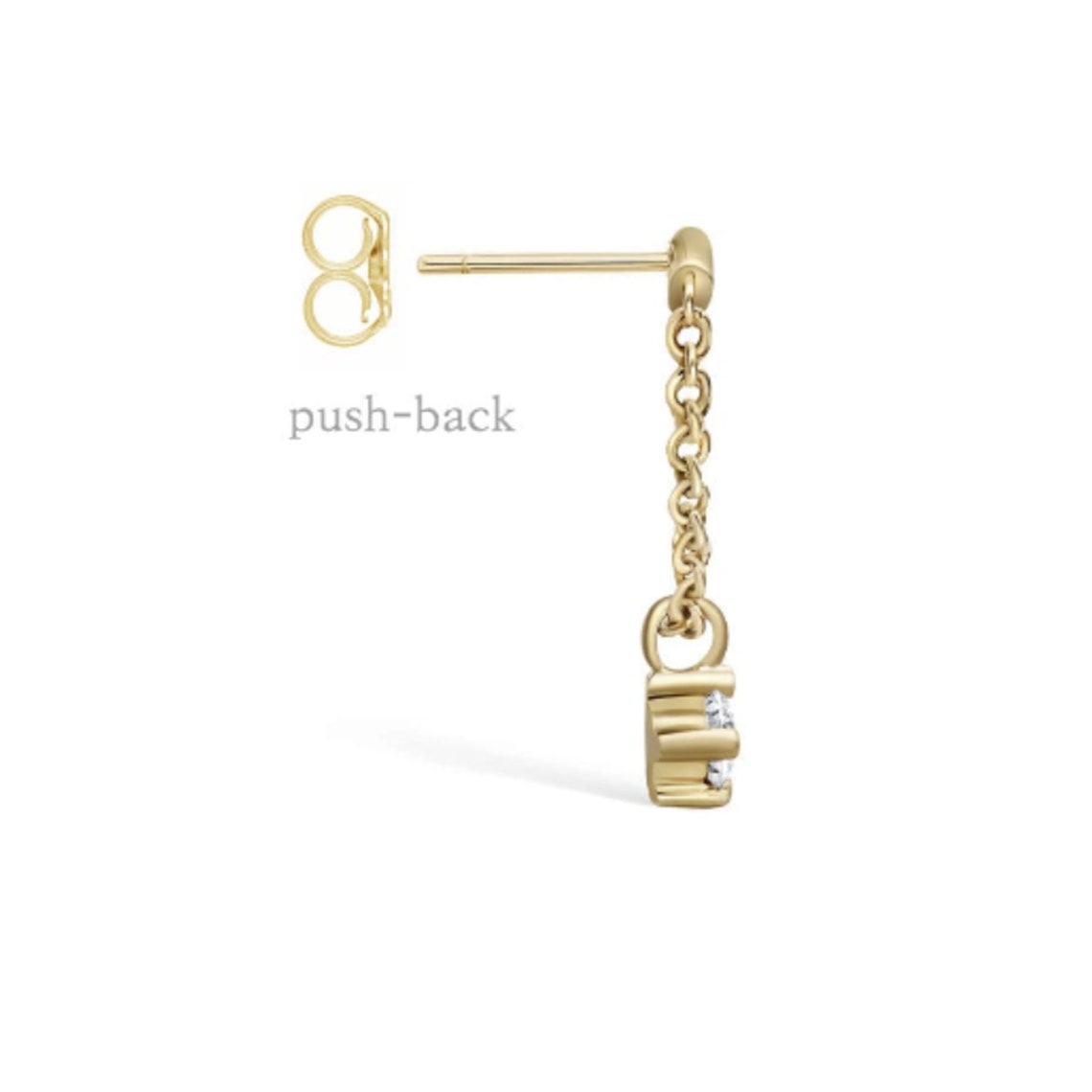 14k Gold Industrial Earrings Real Diamond Chain Earrings - Etsy