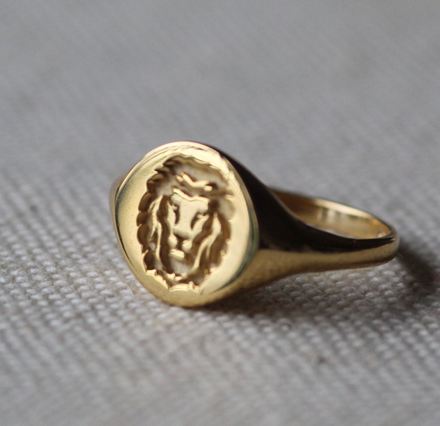 Lion Signet Ring / 14k Signet Ring/ 18k Signet Ring Women | Etsy