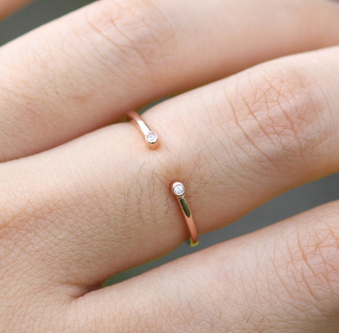 Diamond Open Cuff Ring, Cuff Ring Gold, 14k Gold Ring, Stacking Ring ...