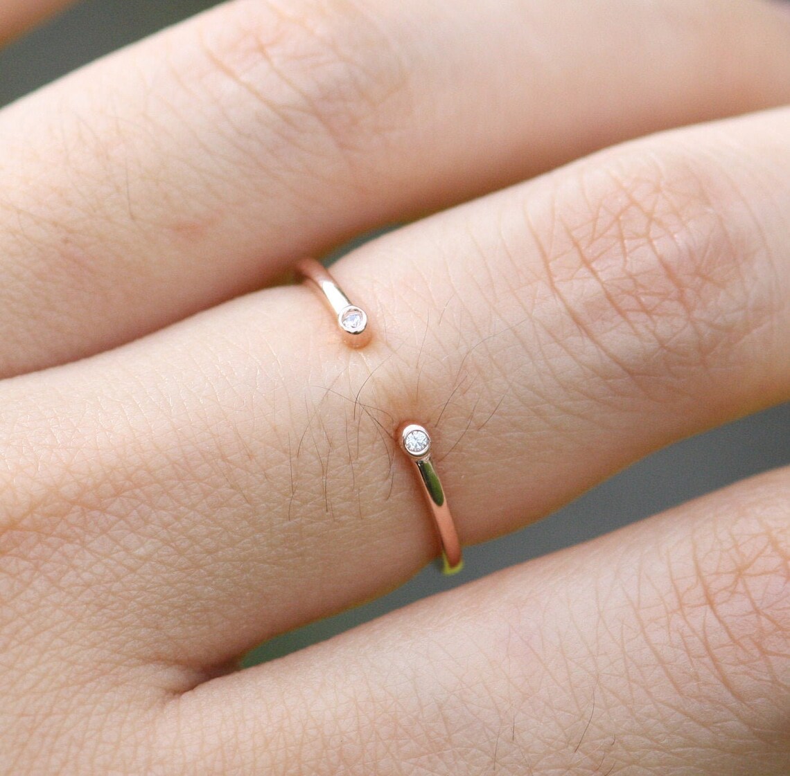 Diamond Open Cuff Ring Cuff Ring Gold 14k Gold Ring - Etsy