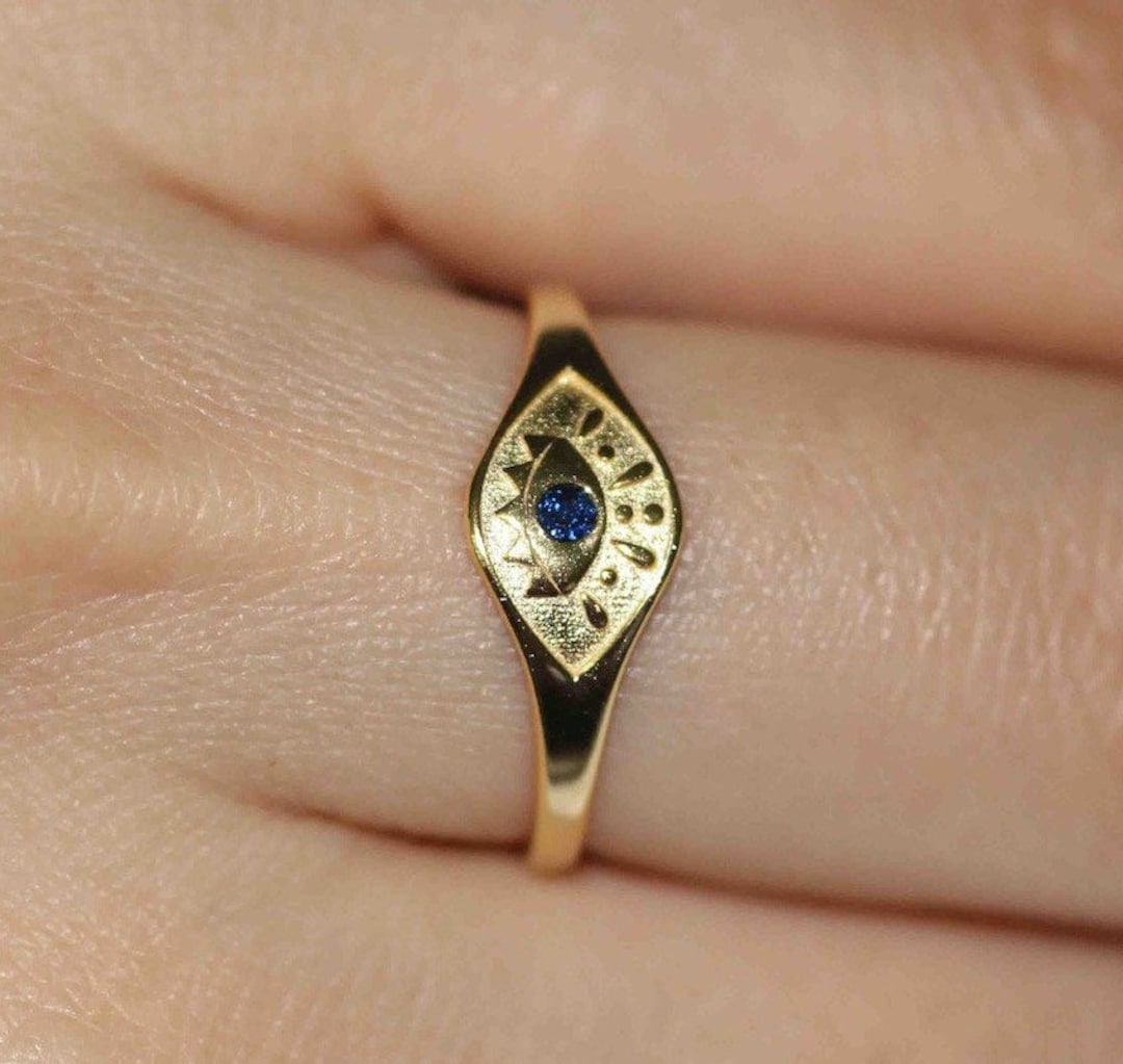 Evil Eye Ring, Birthday Stone Ring, Simple Diamond Ring, Birthday Gift ...