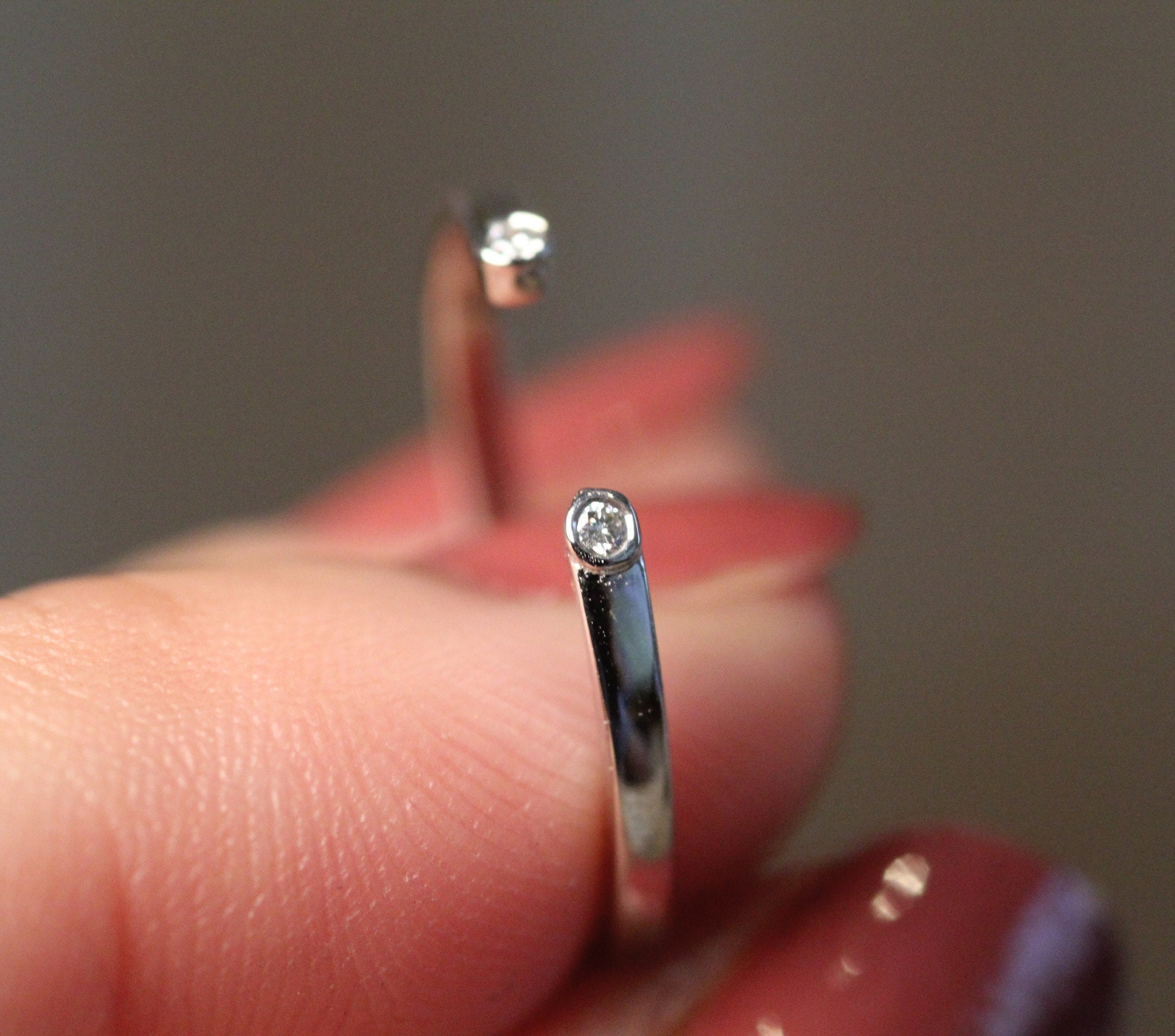 Diamond Open Cuff Ring 14k 18k Platinum Diamond Stacking - Etsy