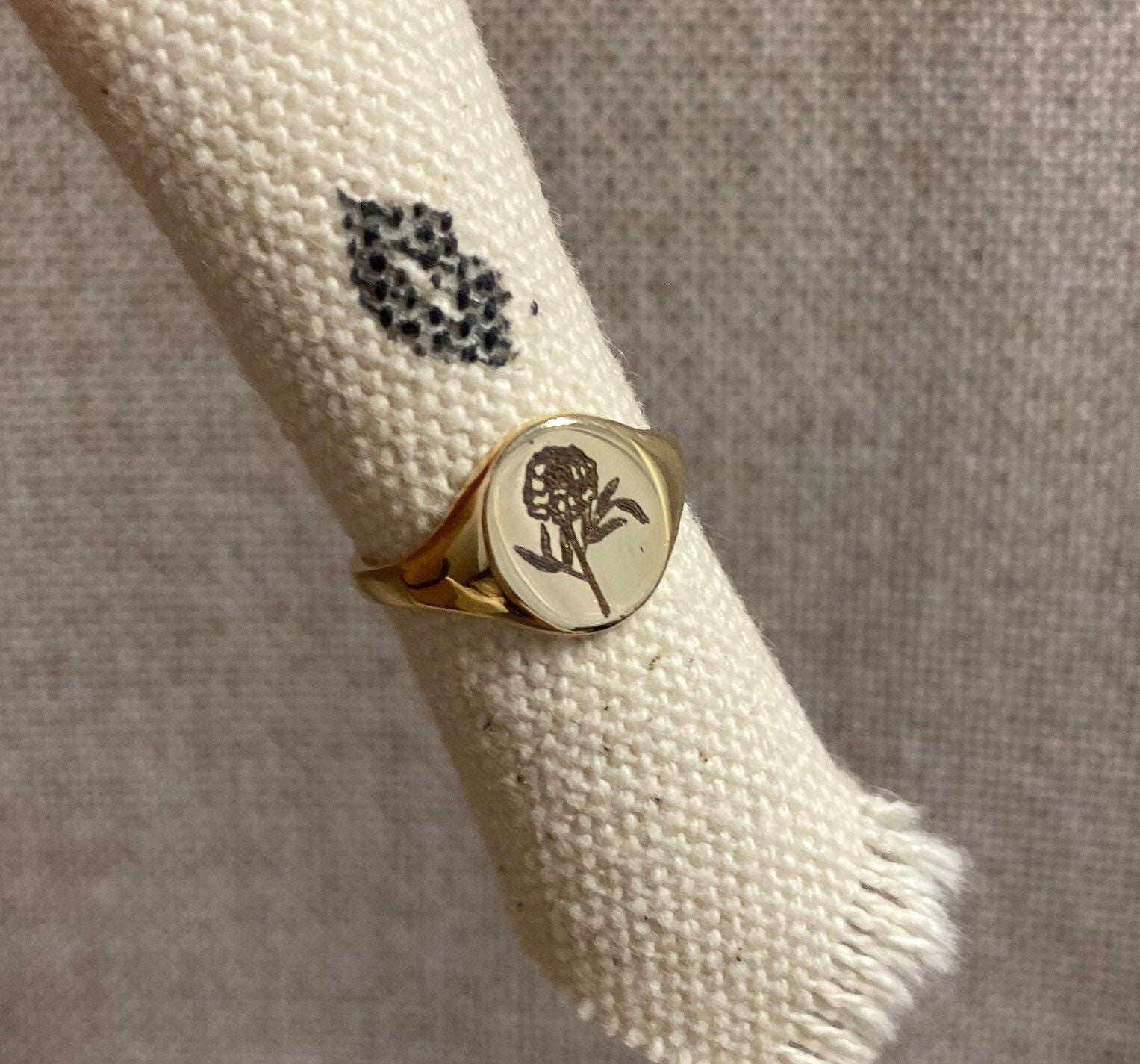 Flower Signet Ring, 14k Signet Ring, Birthday Flower Ring ...