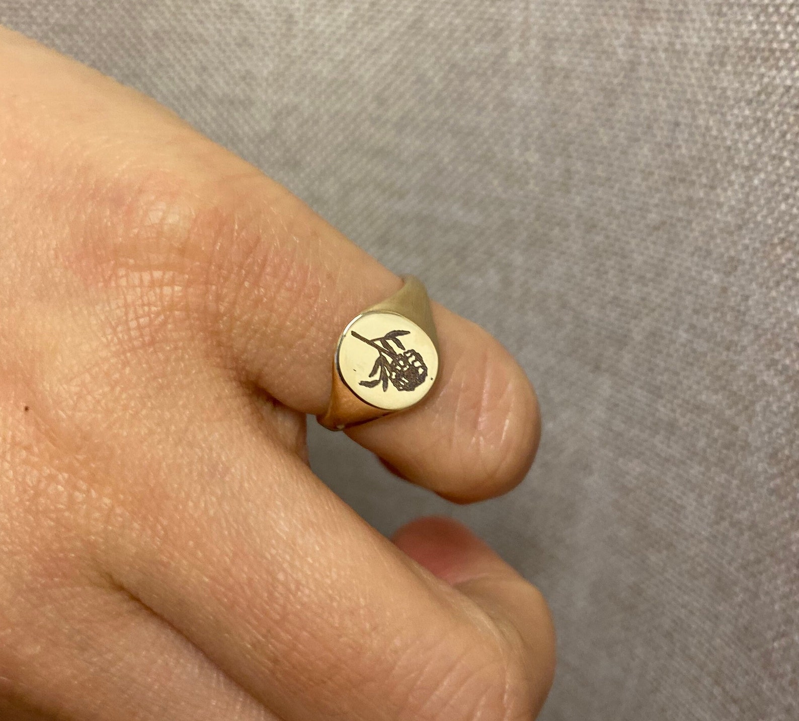 Flower Signet Ring 14k Signet Ring Birthday Flower Ring / | Etsy
