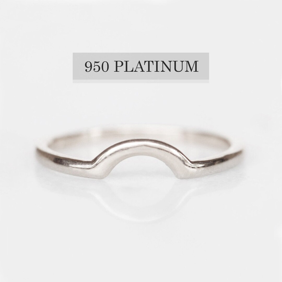 14k Gold - Curve Gold Ring, Platinum Plain Curve Ring, Wedding Band ...