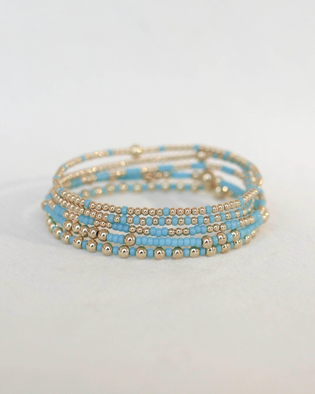 CYAN | Seed Bead Gold Filled Bracelets for Women | Blue Stacking ...