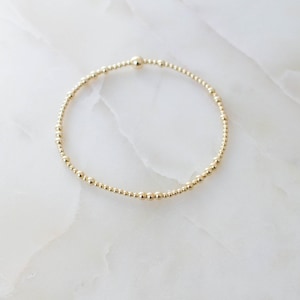 Lisa | 14k Gold Filled Beaded Stretch Bracelet for Her | Custom Size Beaded Stacking Bracelet ...