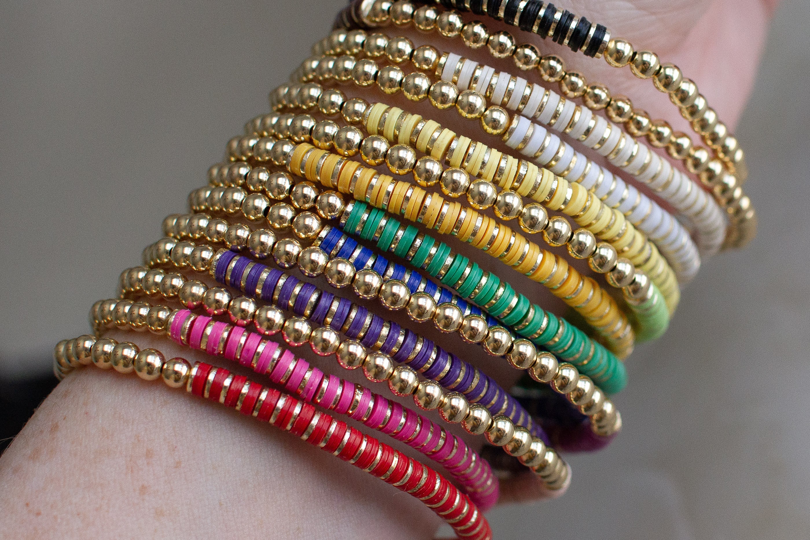 Lacy 4mm Pink/red/purple Vinyl Disc Bead Bracelet for - Etsy