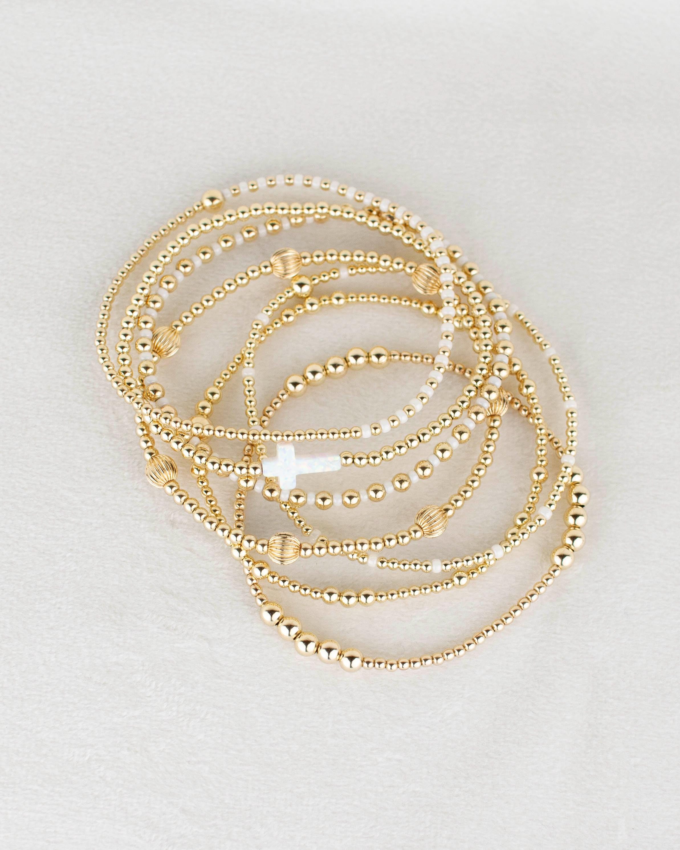 SIMPLY BECCA STACK | 14k Gold Filled Custom Sized Bracelets | Tiny Gold ...