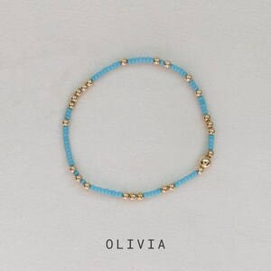 CYAN | Seed Bead Gold Filled Bracelets for Women | Blue Stacking ...