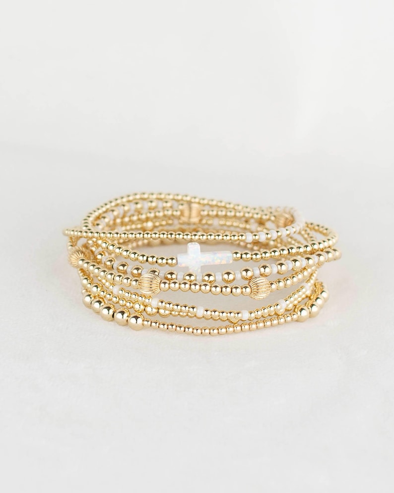 SIMPLY BECCA STACK | 14k Gold Filled Custom Sized Bracelets | Tiny Gold ...