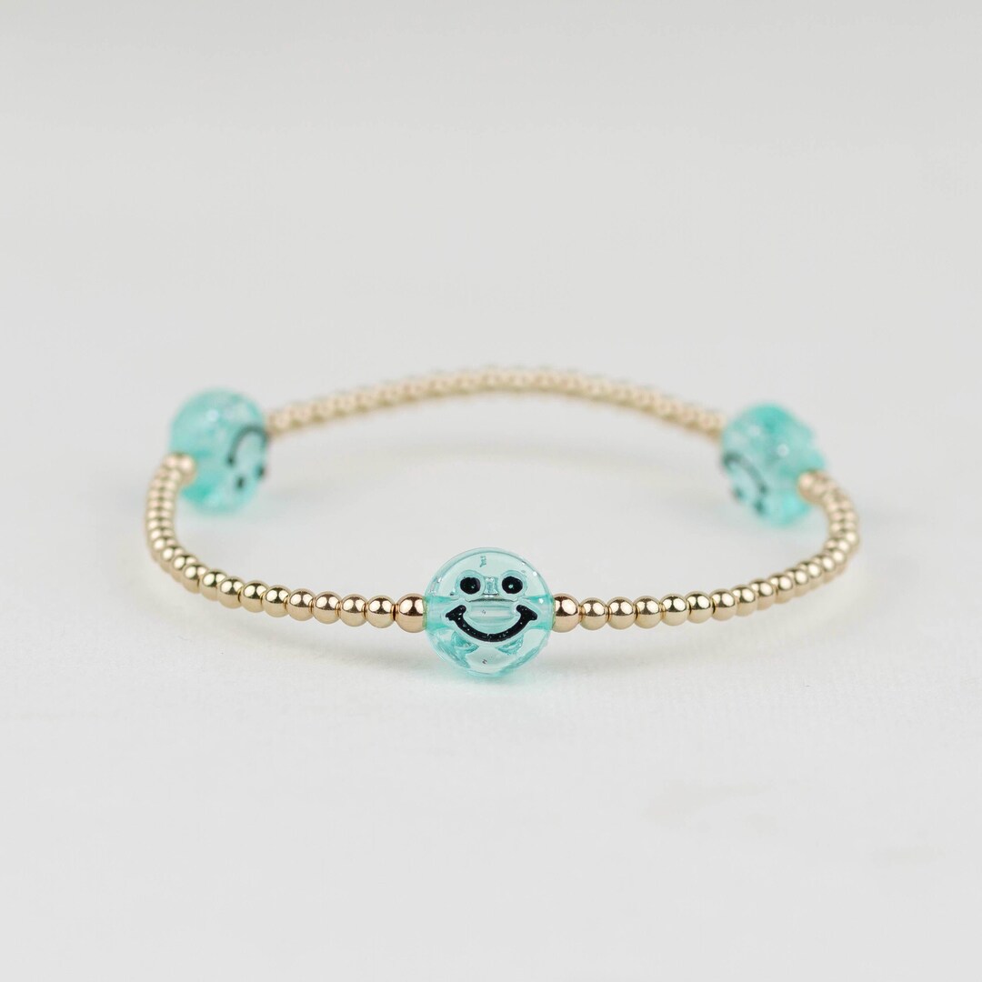 SMILEY · Aqua | 14k Gold Filled Sterling Silver Tiny Seed Bead Bracelet ...