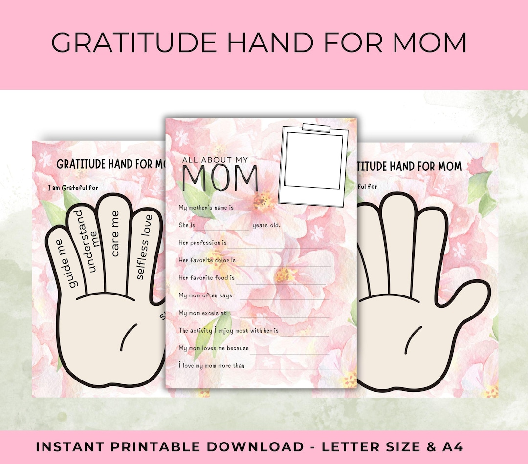 All About My Mom Activity Pages Mother’s Day Kids Printable Gratitude ...