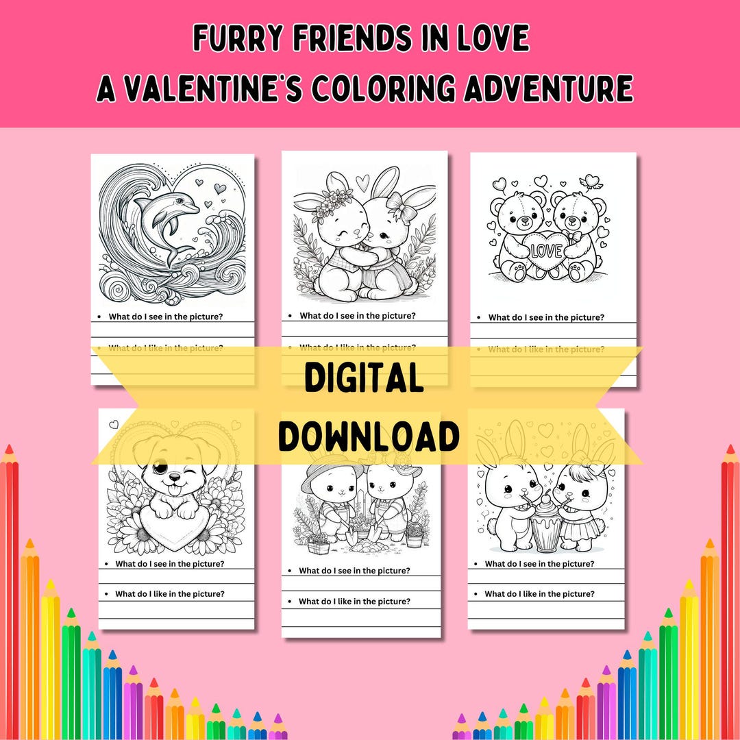 Adorable Valentine Animal Coloring Sheet for Kid Perfect Gift for Fun ...