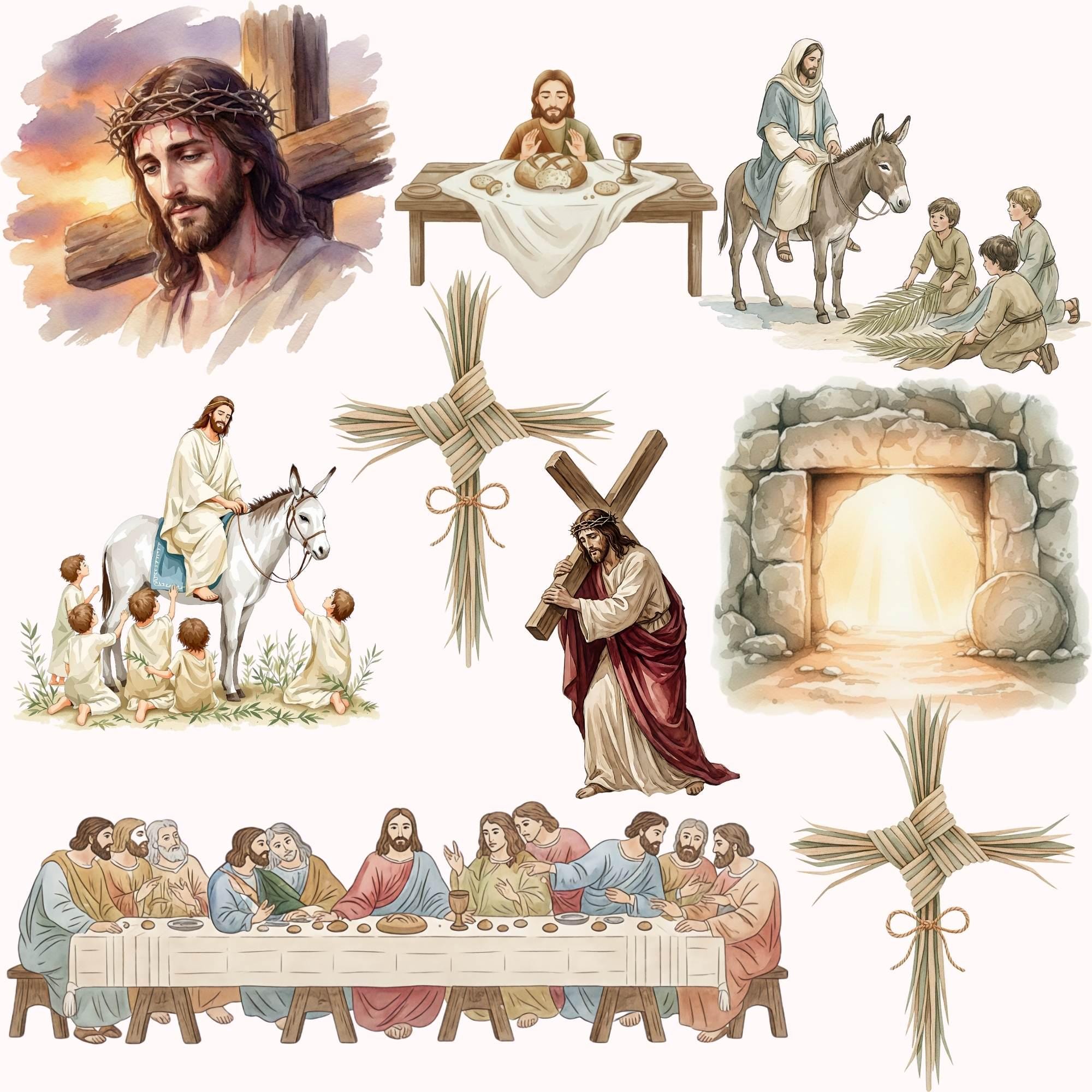 Watercolor Holy Week Clipart Bundle, Christian Easter Story Art ...