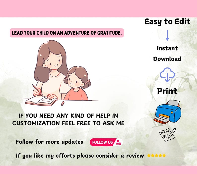 Gratitude Planner Printable for Kids Gratitude Journal Gift for Her ...